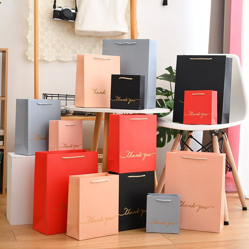 Premium Quality Gold Foil Thank You Color Paper Bag Thick Gift Bag ...
