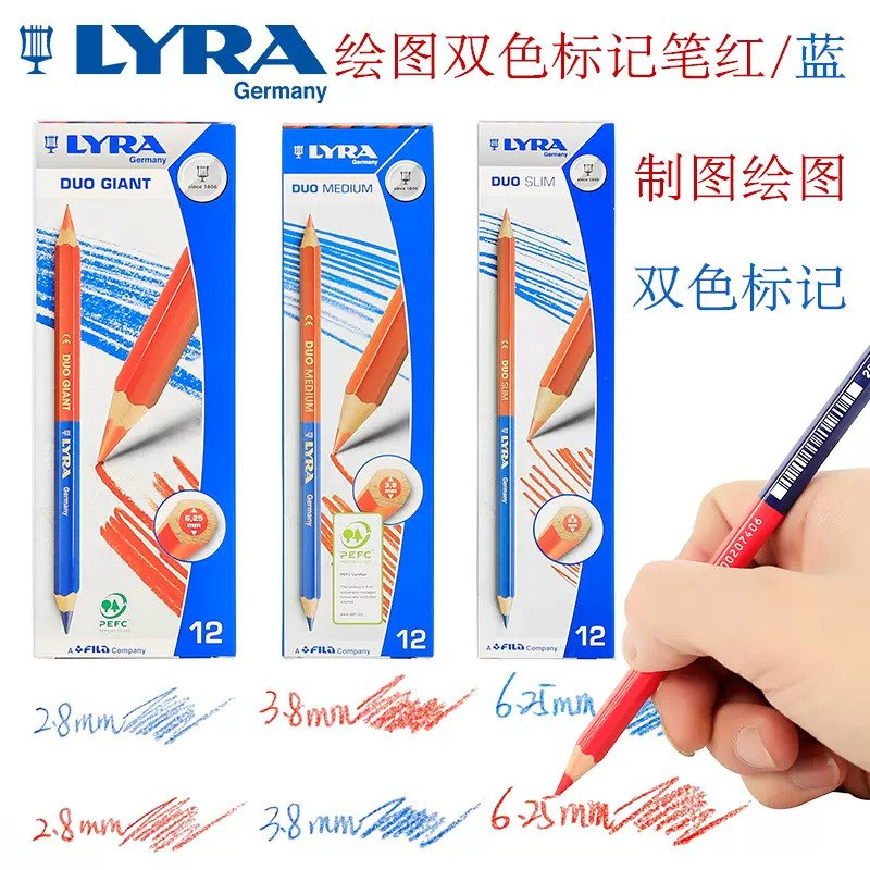 Lyra Germany Duo Slim/Giant Pencil Blue / Red Pencil for Marking ...