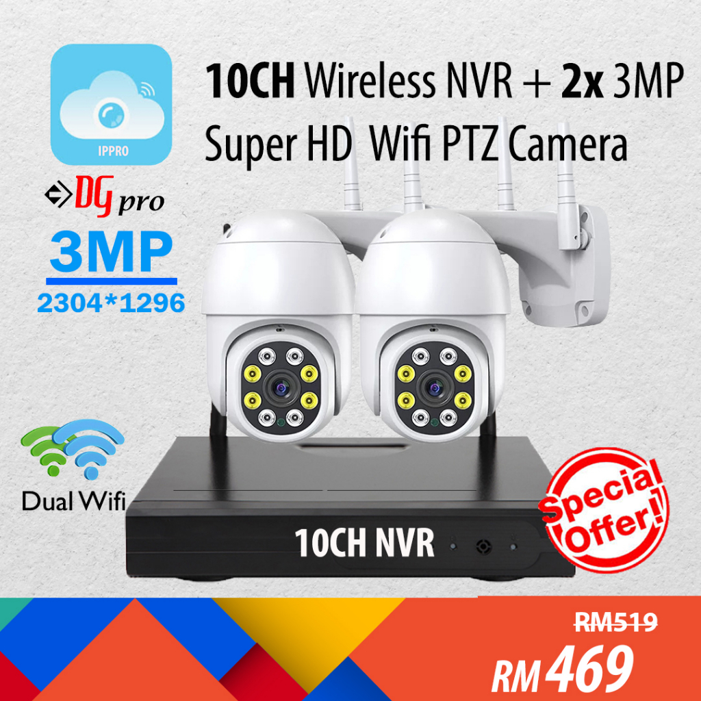 iPPro 3MP Super HD Pan Tilt 360 Rotation Wireless WIFI IP CCTV Camera ...