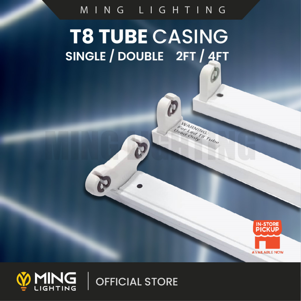 Led T8 2ft 4ft Casing Lampu Kalimantang Panjang Single Double Fitting Light Tube Ceiling Wall