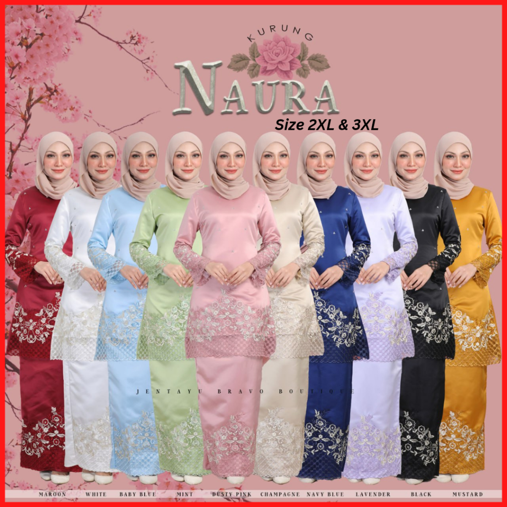 Baju Raya 2023 Tunang Kurung Pahang Moden Fit Plus Size NAURA Kurung ...