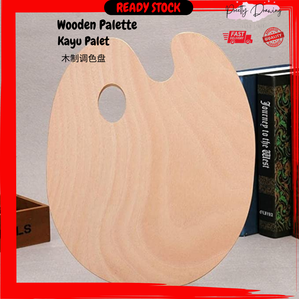 Wooden Color Palette Kayu Palet Warna For Acrylic Oil Colour Akrilik ...