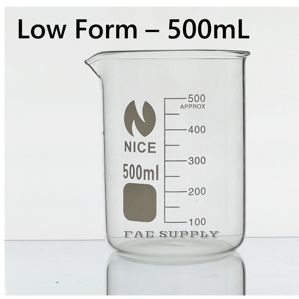 Glass Beaker Bikar Kaca Borosilicate Low Form with graduation, 25 50 ...