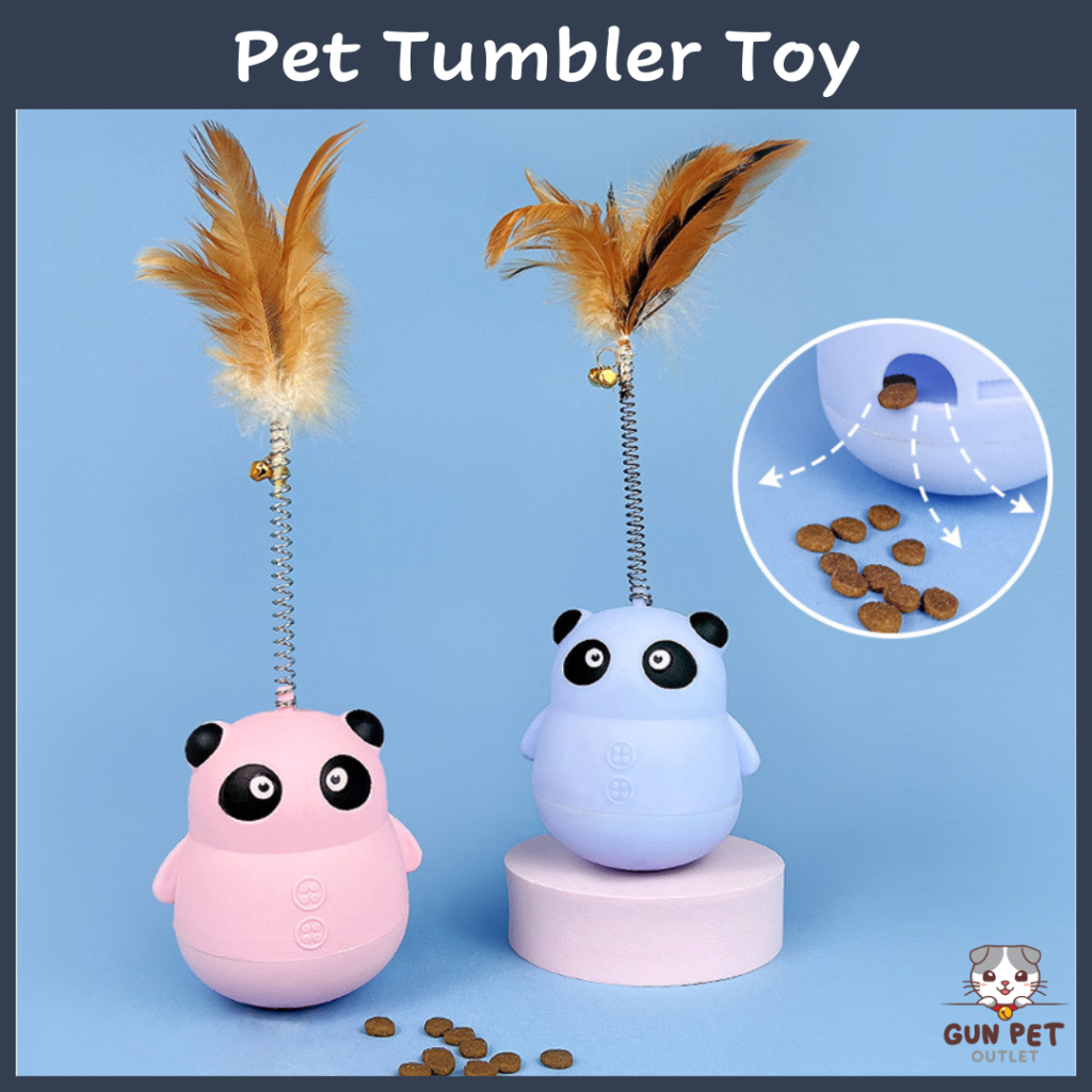 GUN PET Tumbler Toy Treat Cat Dog Leakage Food Snack Dispenser Mainan ...