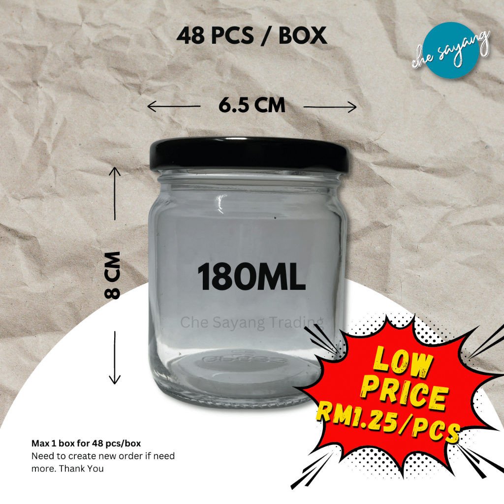 [48 pcs/Box] 180 ml Balang Kaca / Balang Goodies Atau Balang Sambal ...