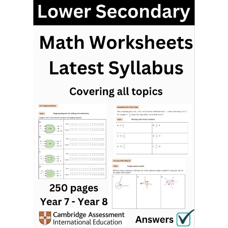 SC.46🌟Latest syllabus🌟Lower Secondary Math Worksheets🌟Year 7-8🌟IGCSE🌟 ...