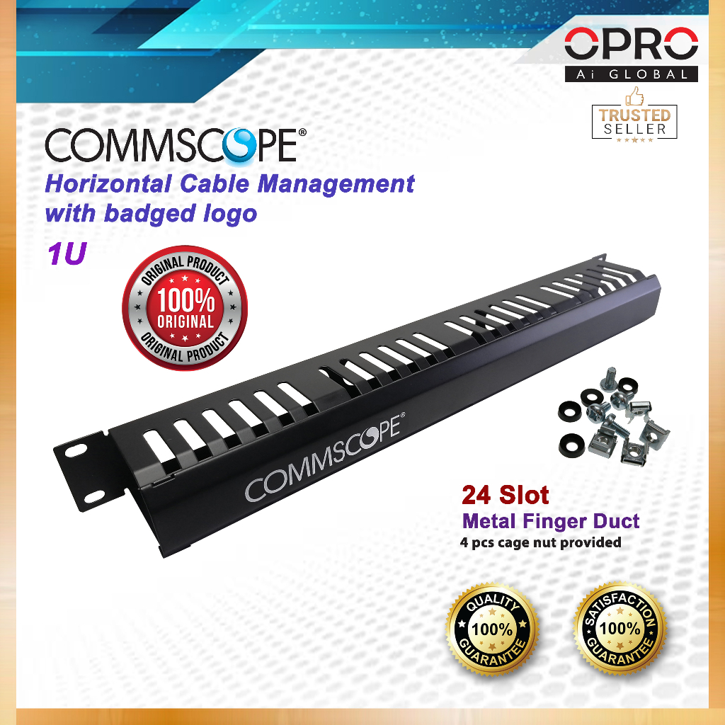 CommScope® Horizontal Cable Management Assembly, with badged logo, 1U ...