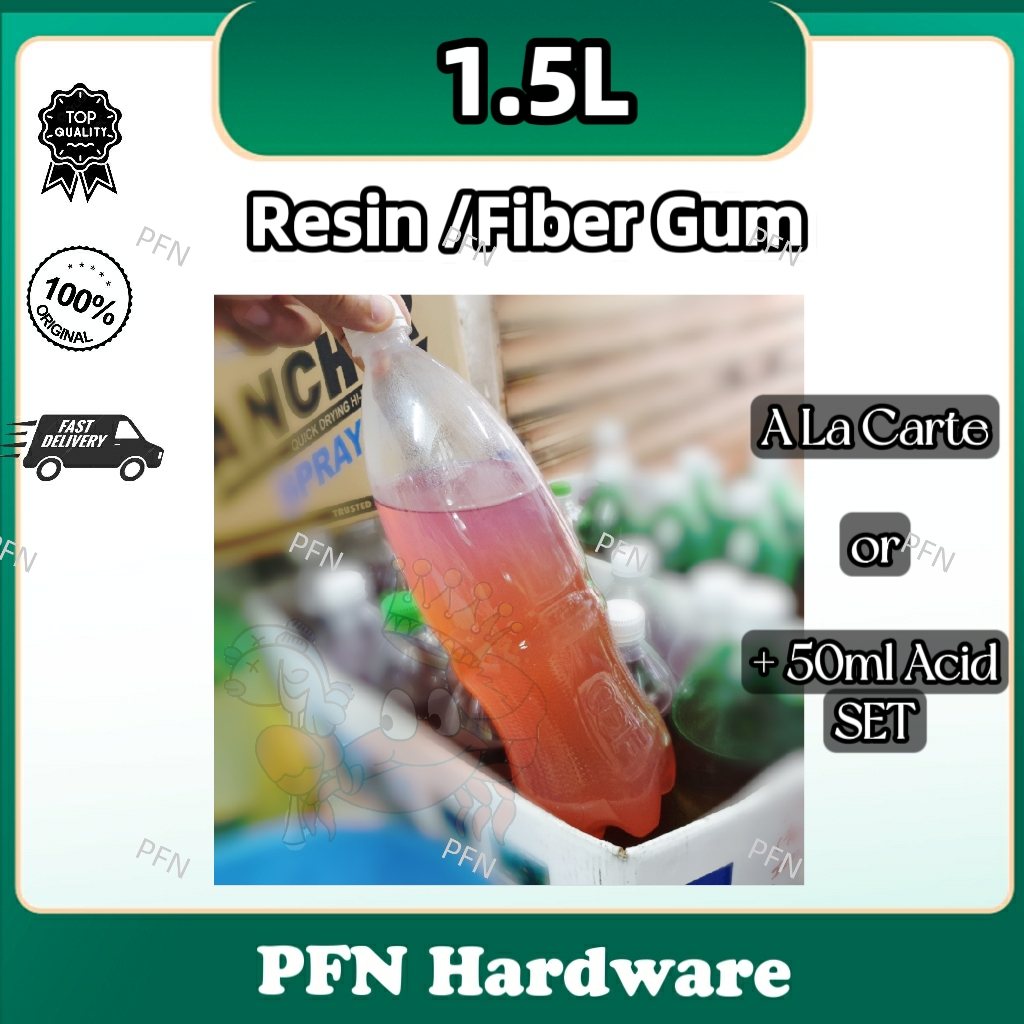 Fiber Gum 1.5 Liters Fibreglass Resin with Catalyst Fibreglass Chopped ...