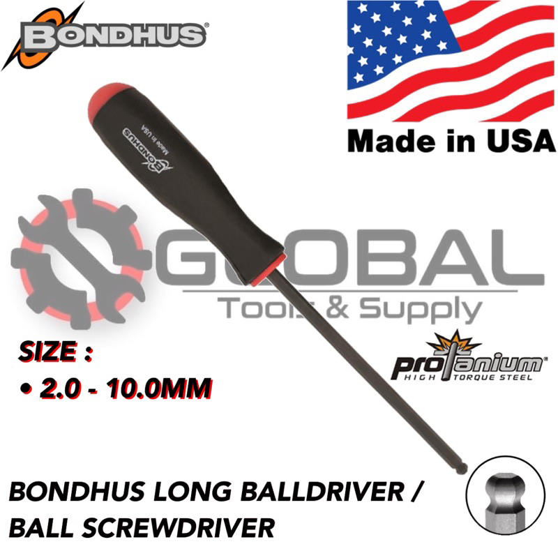 🇲🇾 BONDHUS LONG BALLDRIVER / BALL END SCREWDRIVER (MM) 2.0 - 10.0MM 🇺🇸 ...