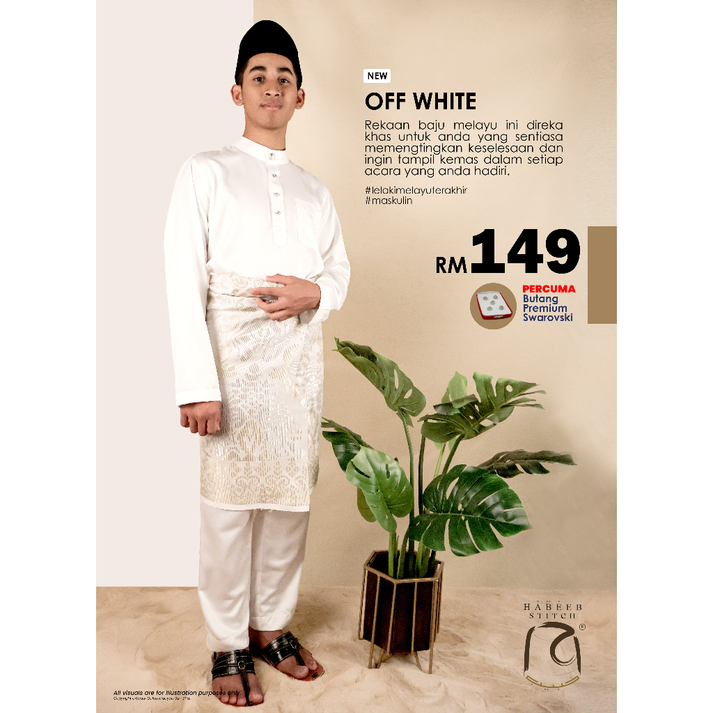 BAJU MELAYU OFF WHITE : HABEEB STITCH 2023 | Shopee Malaysia