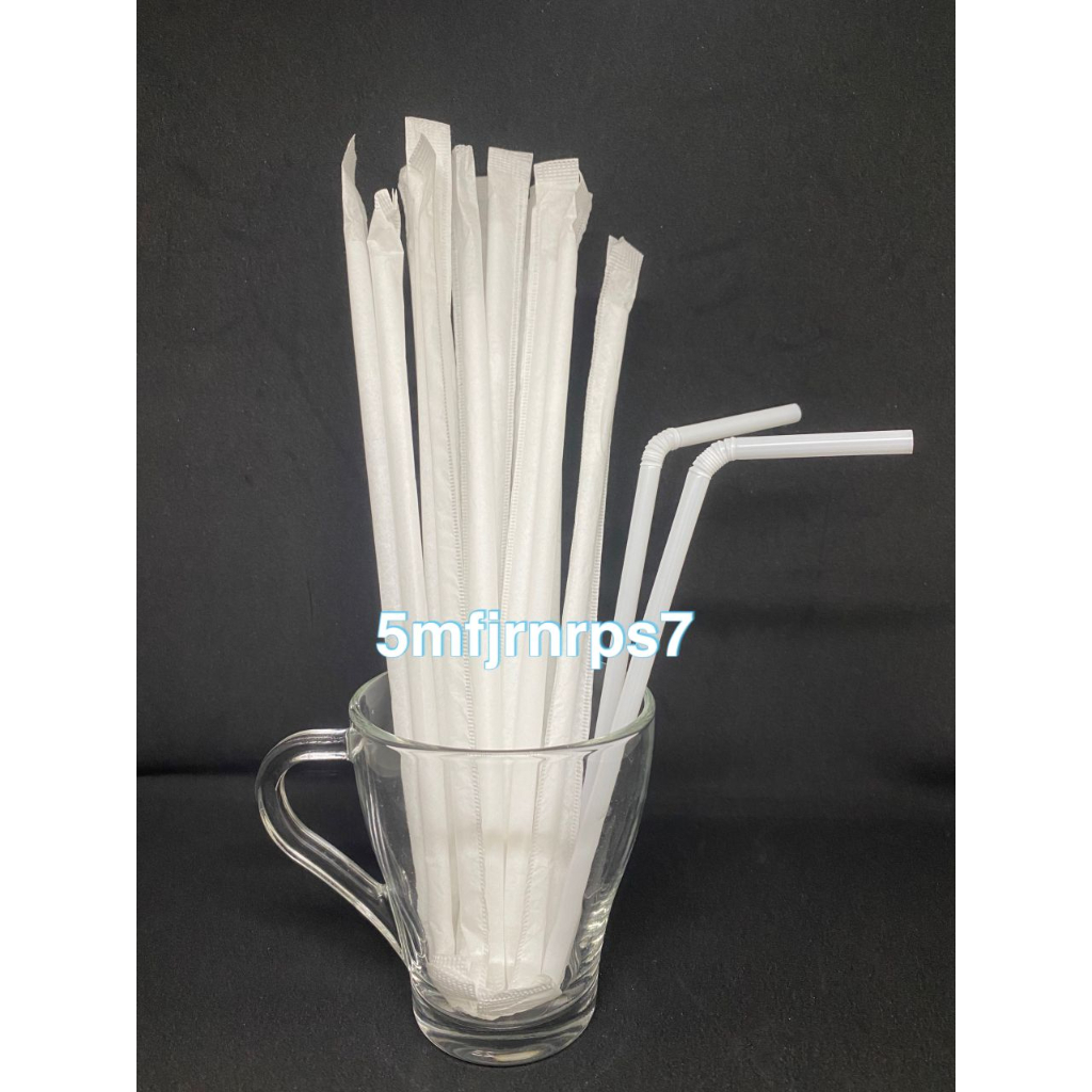 Straw Bengkok Pembungkusan Individu / Flexible Straw White Individual ...