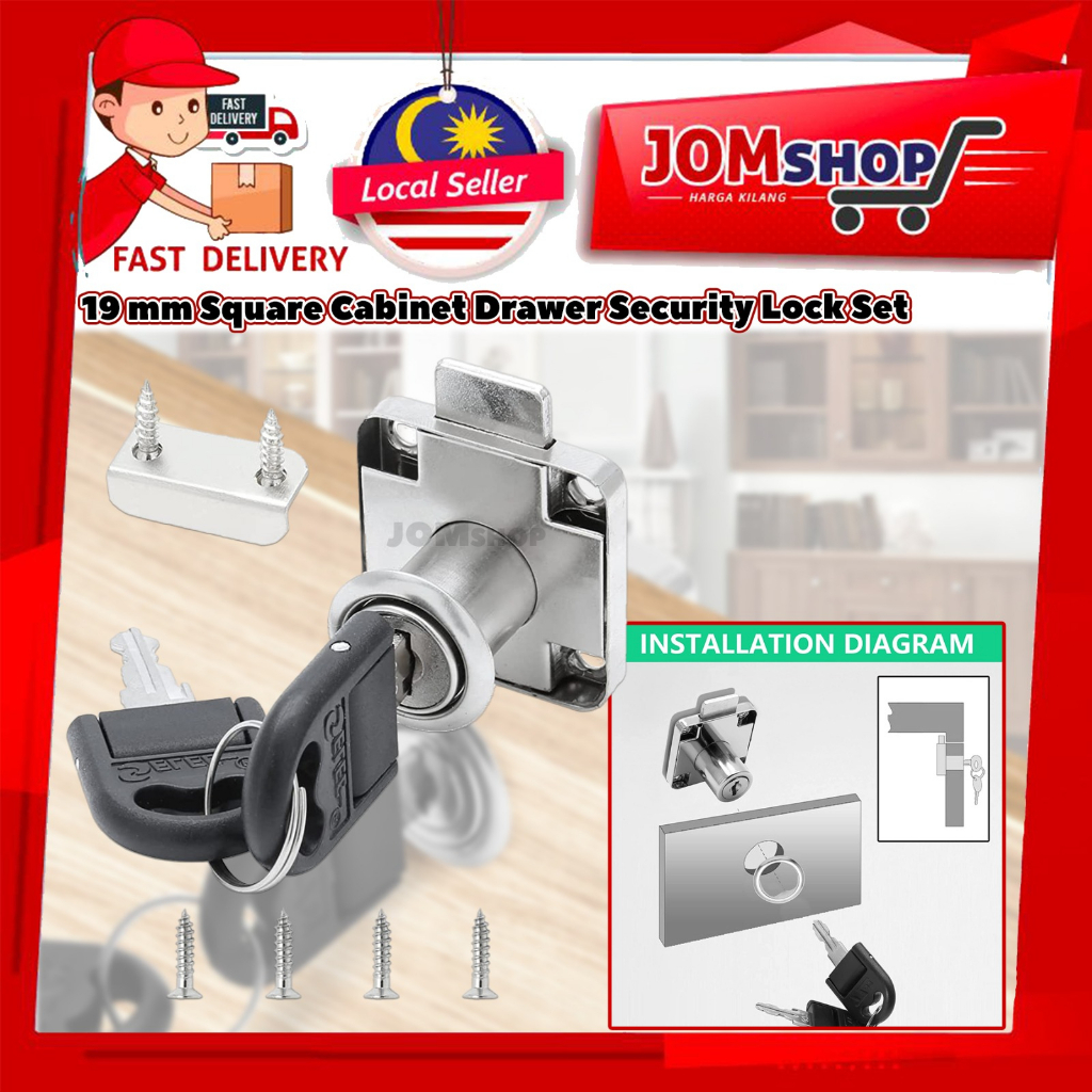 19MM Drawer Lock Square Drawer Lock Laci Lock (With L Braket)Drawer ...