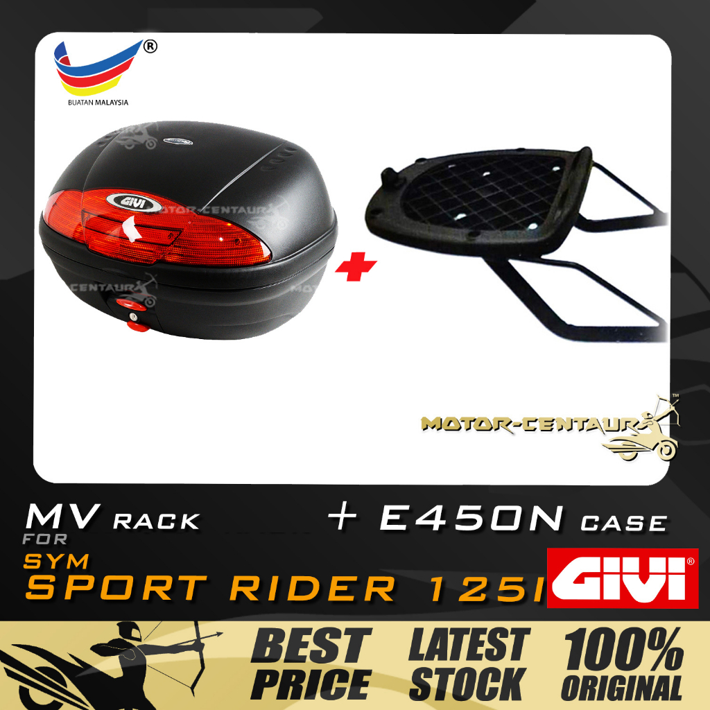 SET KOMBO KOTAK/BOX GIVI B27/B32/B33/B24/B45 TOP CASE + SYM SPORT RIDER 125I MV/MRV MONORACK ...