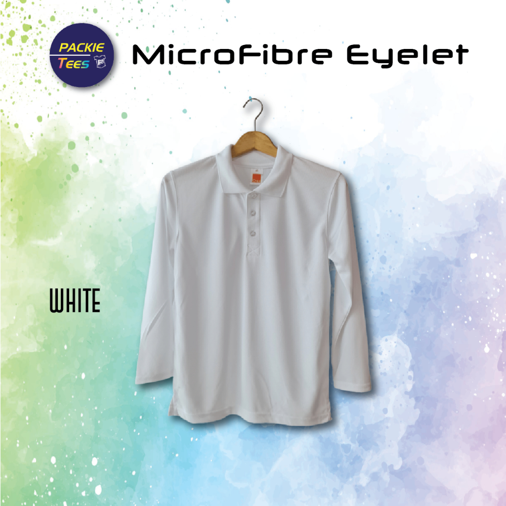 WHITE QD6700 100% MICROFIBER JERSEY QUICKDRY COLLAR LONG SLEEVE TSHIRT ...