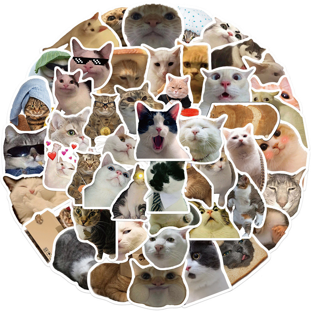 【🇲🇾READY STOCK】 50pcs meme Cat Sticker Cute Funny Pelekat Kucing ...