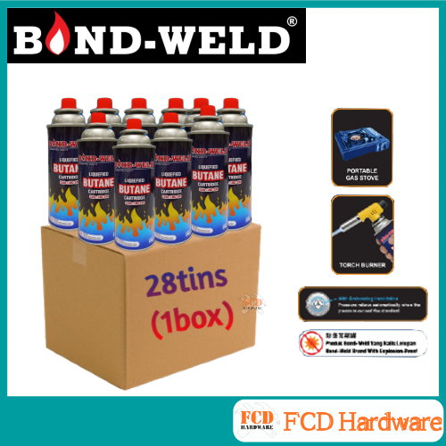 [28tins/1box] BOND WELD Liquefied Butane Gas Cartridge Gas Tin Gas ...