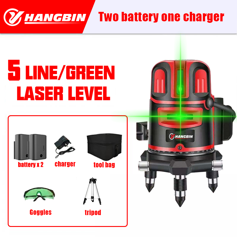 5 Lines 6 Point Adjustable Laser Level 360° Rotary Indoor Outdoor Self ...