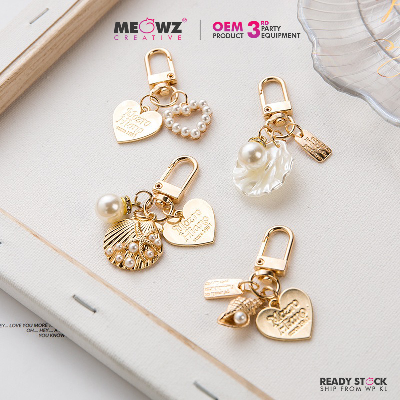 Seashell Pearl Heart Gold Keychain | Shopee Malaysia