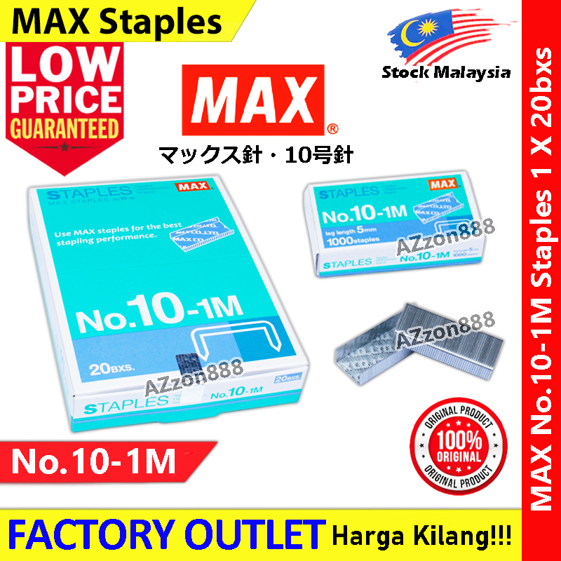 Max Staples No.10-1M 1 X 20bxs #MAX #Staples #UbatStapler #10号书钉 #书钉 #10-1M #MS90126 #90126 ...