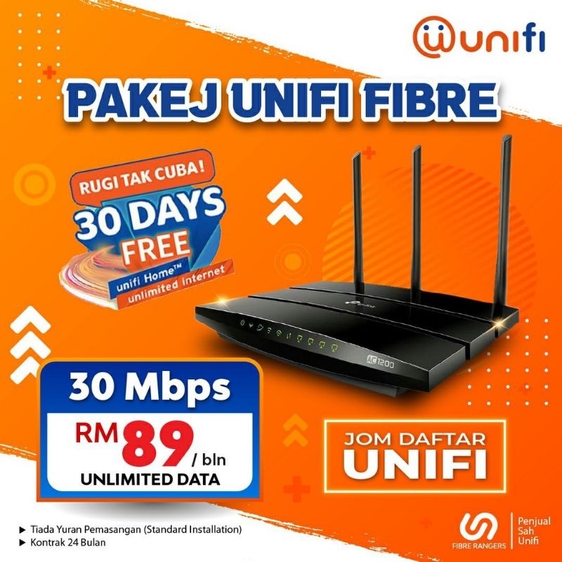 💥30Mbps💥 UNIFI Home Fiber 30Mbps Unlimited Data - Free Modem & Router ...