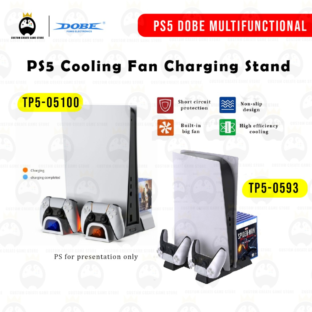 DOBE PS5 Multifunctional Cooling Fan Stand Dual Charging Dock Stand ...