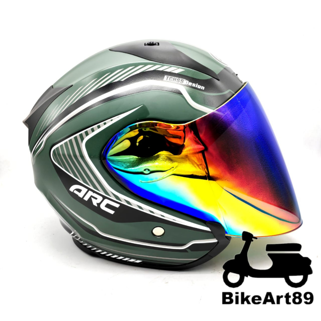 Helmet ARC XR Beats ARMY GREEN With Color Visor Clear Smoke Rainbow ...