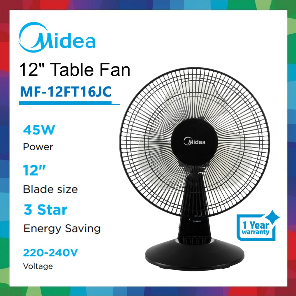 Midea 12" Table Fan MF-12FT16JC / Kipas Meja 12inch / Desk Fan 12FT16JC ...