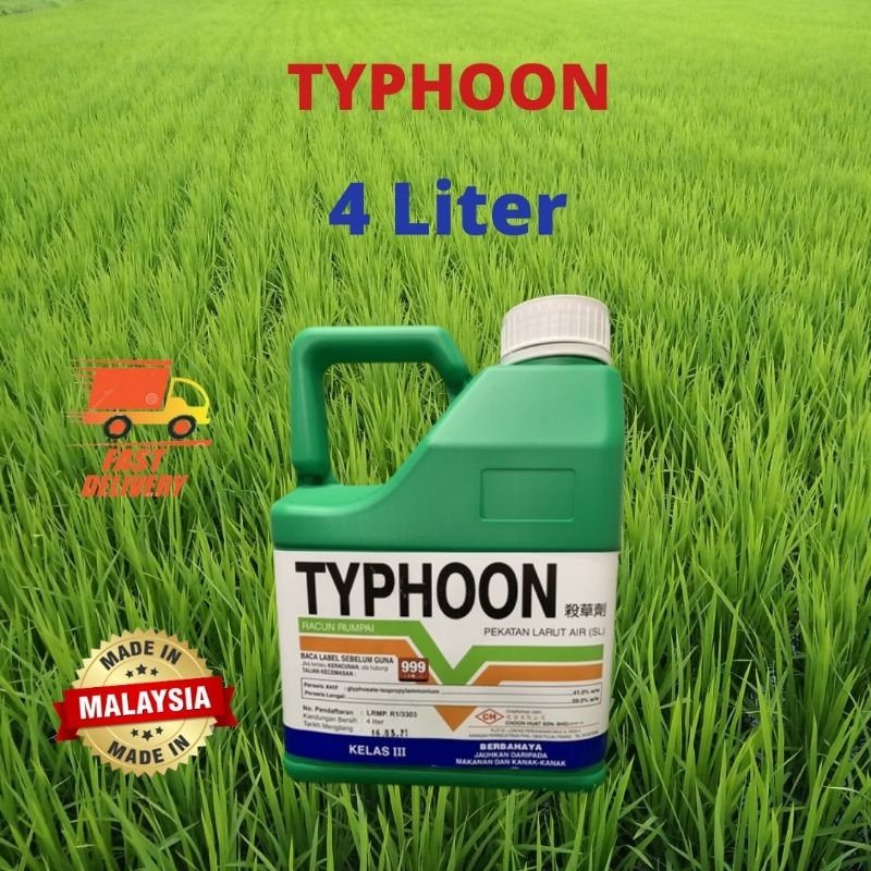 TYPHOON 4 Liter Glyphosate 41% (Sama Fungsi ECOMAX KEN UP ROUNDUP EB ...