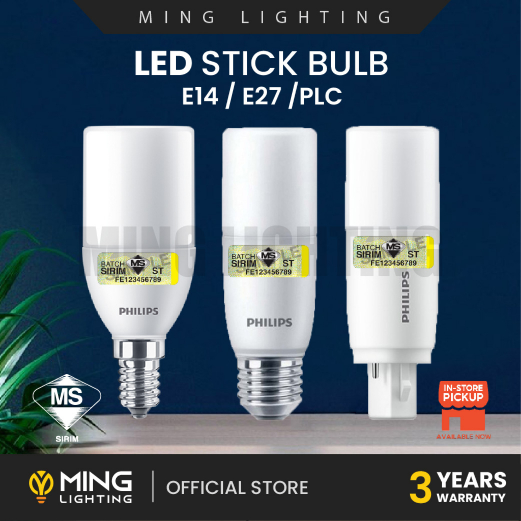 (Sirim) Philips MyCare Series LED Stick Bulb E27 E14 PLC Energy Saving Lighting Home Ceiling ...