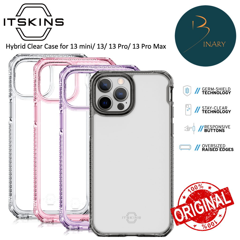 ITSkins Hybrid Clear antimicrobial Case for iPhone 12 Mini / 13 Mini ...
