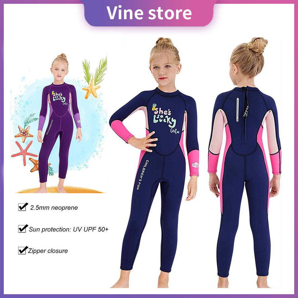 (Selangor stock 12h ship)For 14-50kg Girls Wetsuit Girls Diving Suit 2 ...