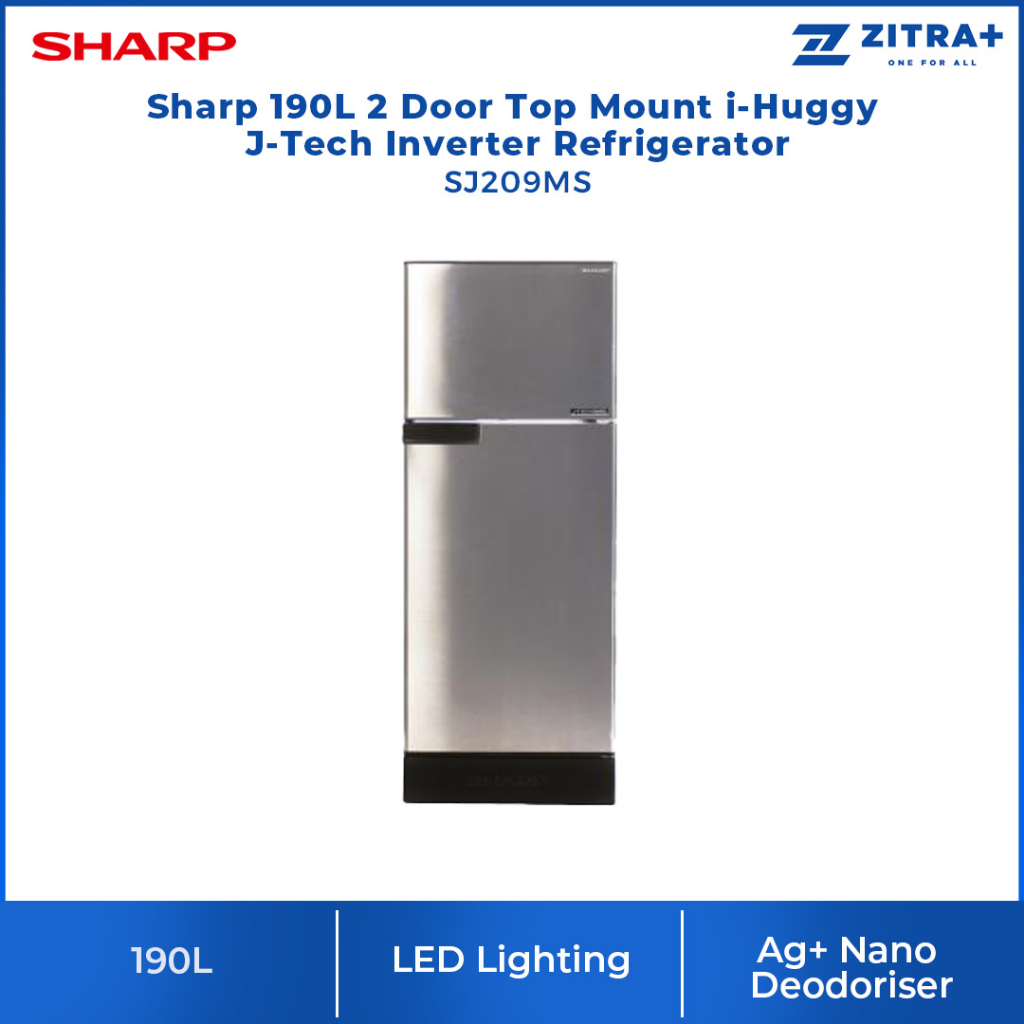 SHARP 190L 2 Door Top Mount Inverter Refrigerator SJ209MS | J - Tech ...