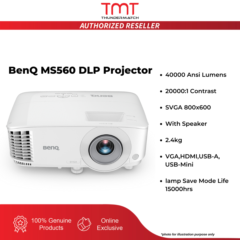 BenQ MS560 DLP Projector | 40000 Ansi Lumens | 20000:1 Contrast | SVGA ...