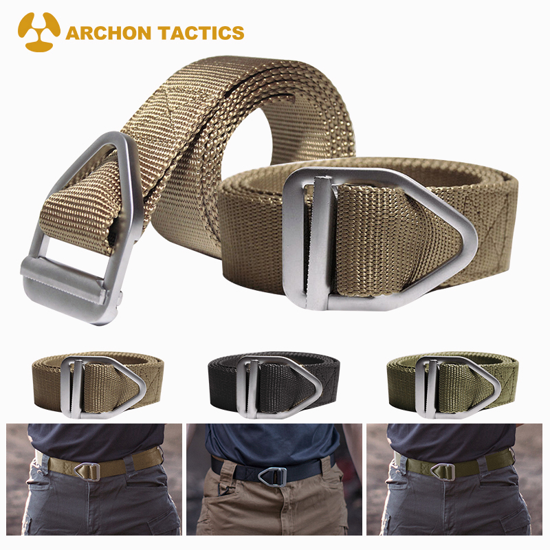 S Archon Men's Tactical Belt Canvas Double Ring Buckle Waistband Casual ...