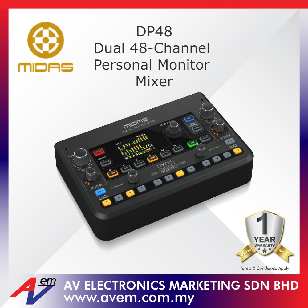 MIDAS DP48 Dual 48 Channel Personal Monitor Mixer with SD Card Recorder ...