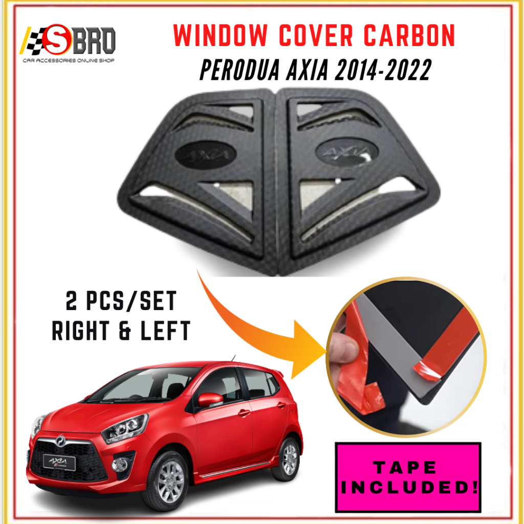 Perodua Axia 2014-2022 Triangle Window Cover Carbon (2Pcs/Set) | Shopee ...