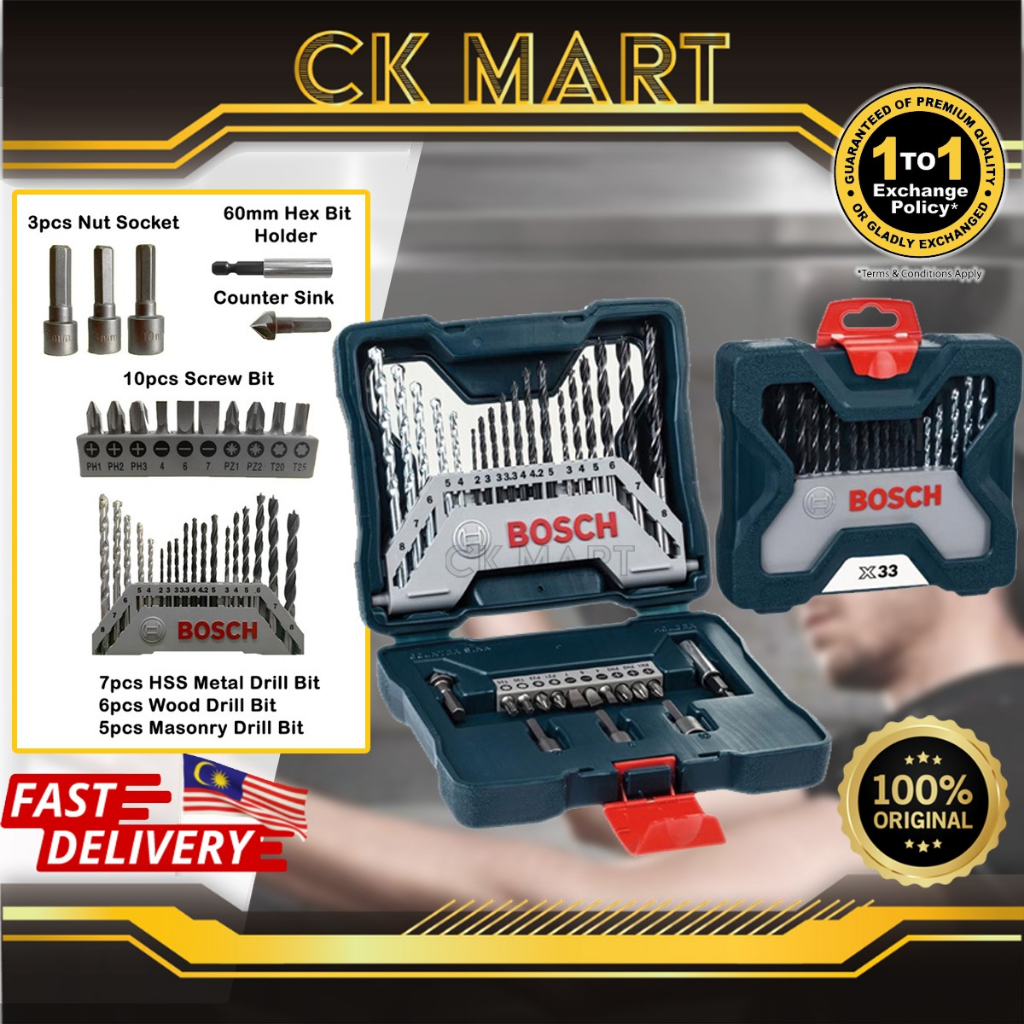 Original Bosch 33pcs X Line Screwdriver Bits And Drill Bits Mini Set