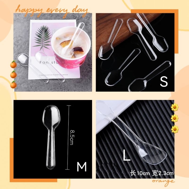 50/100Pcs Disposable Plastic Ice Cream Spoon Dessert Spoon Mini Spoon ...
