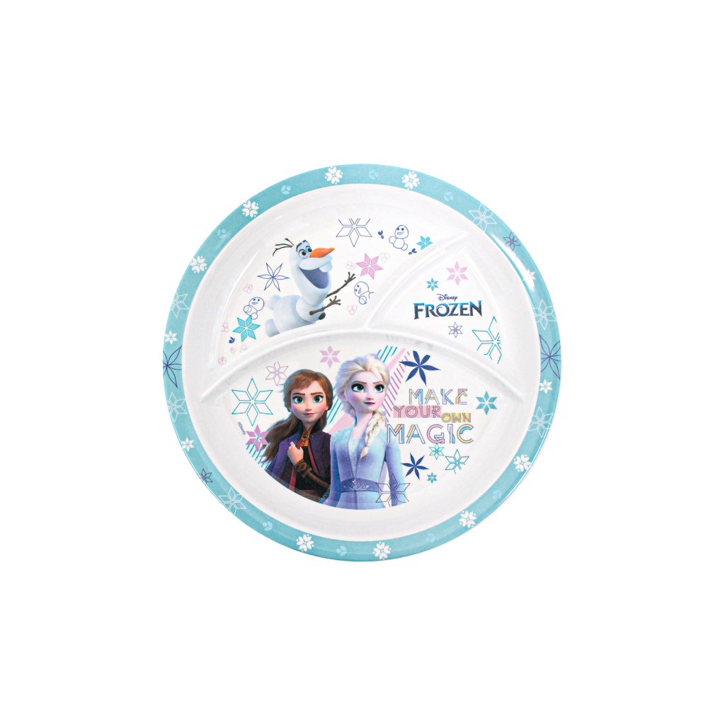 Disney Frozen II 3 Way Section Tray Round Kid Plate - Light Blue Colour ...