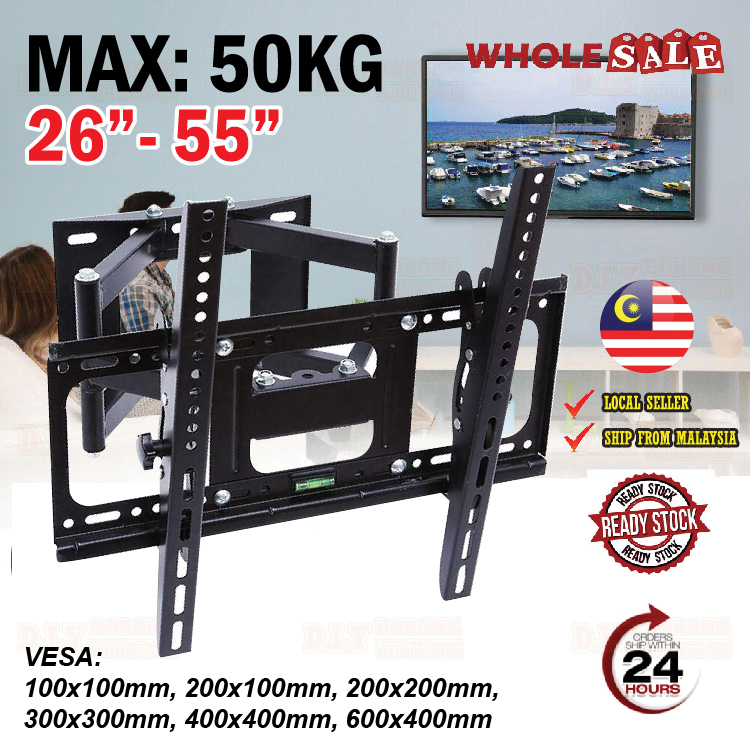 26"-55" Telescopic TV Wall Mount TV Bracket Universal Full Motion Tilt ...