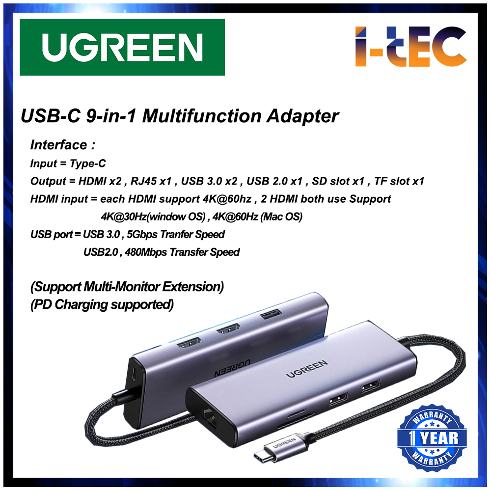 UGREEN 9-in1 Multifunction Adapter support Multi-Monitor Extension and ...