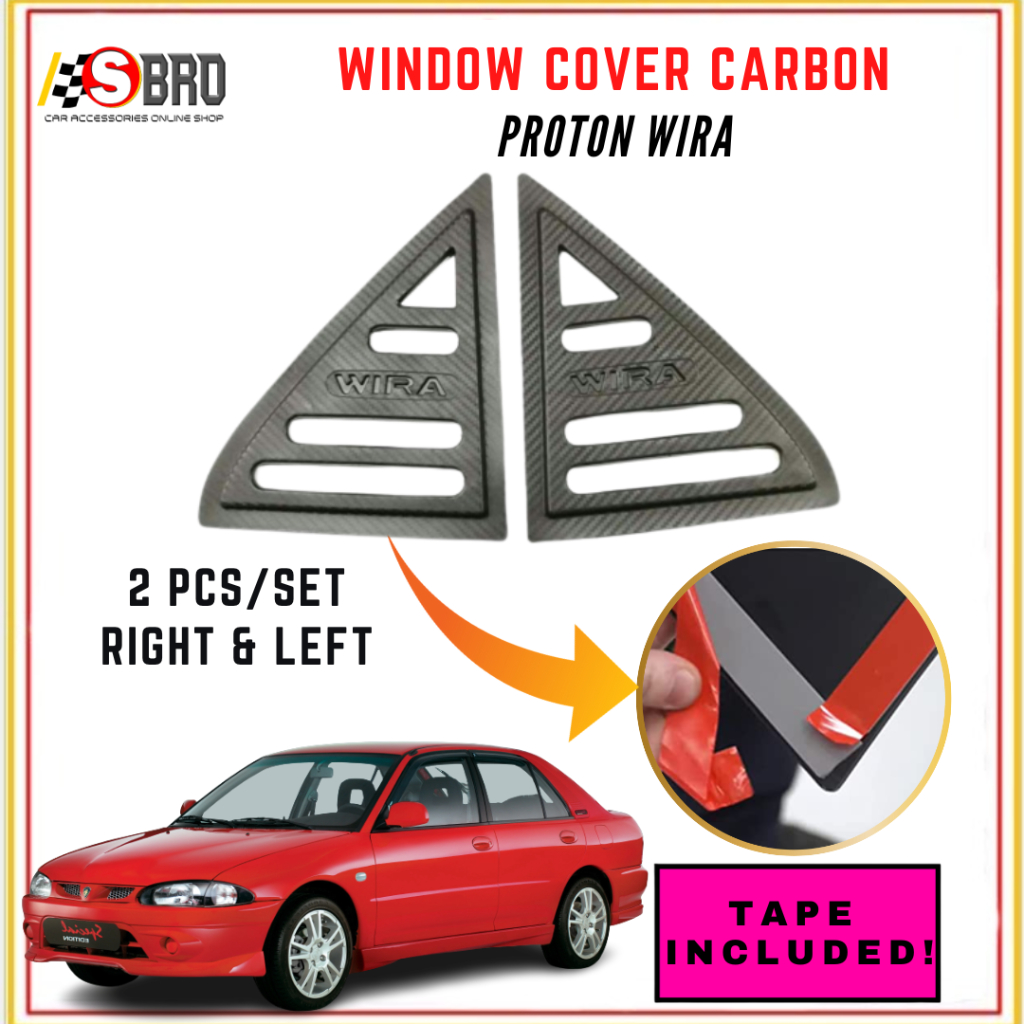 Proton Wira/Wira SE / Wira Aeroback Triangle Window Cover Carbon (2Pcs ...