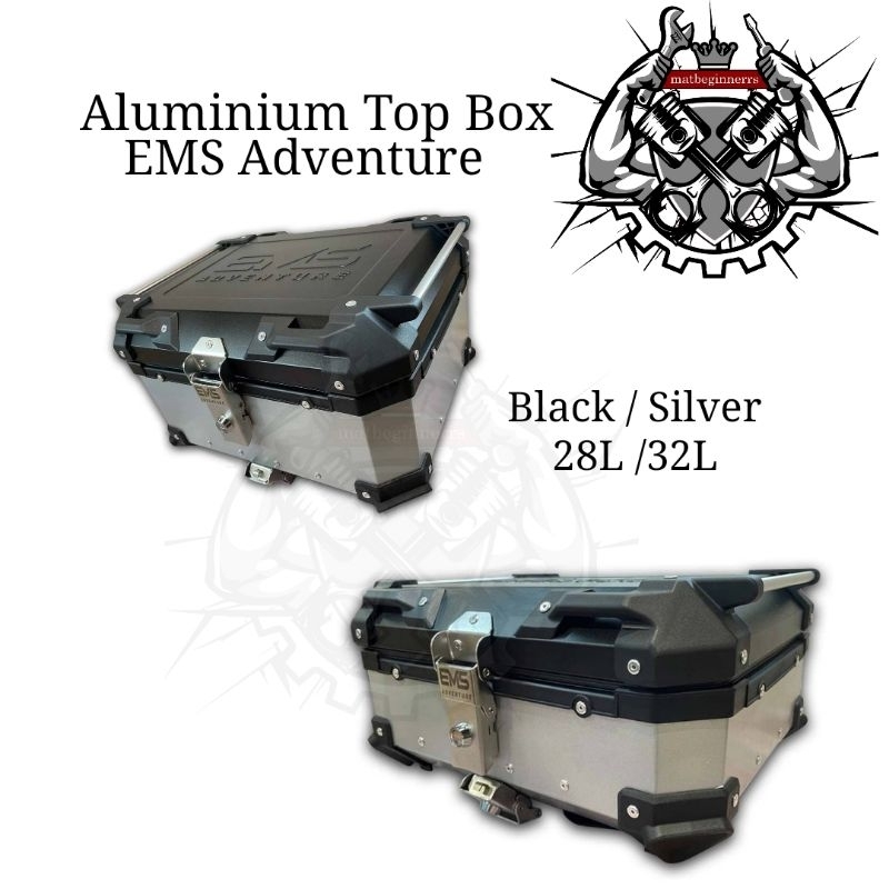 EMS Adventure Aluminium Top Box 28L 32L Black Silver | Shopee Malaysia