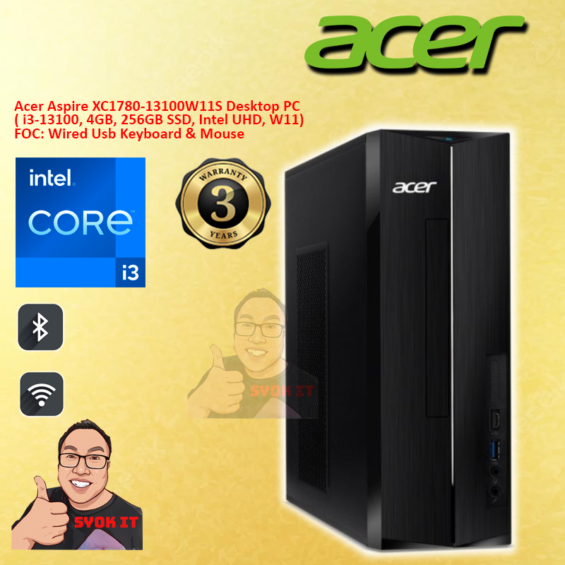 PC ACER ASPIRE XC1760 XC 1760-12100W11 / 12100W11A ( i3-13100, 4GB Ram ...