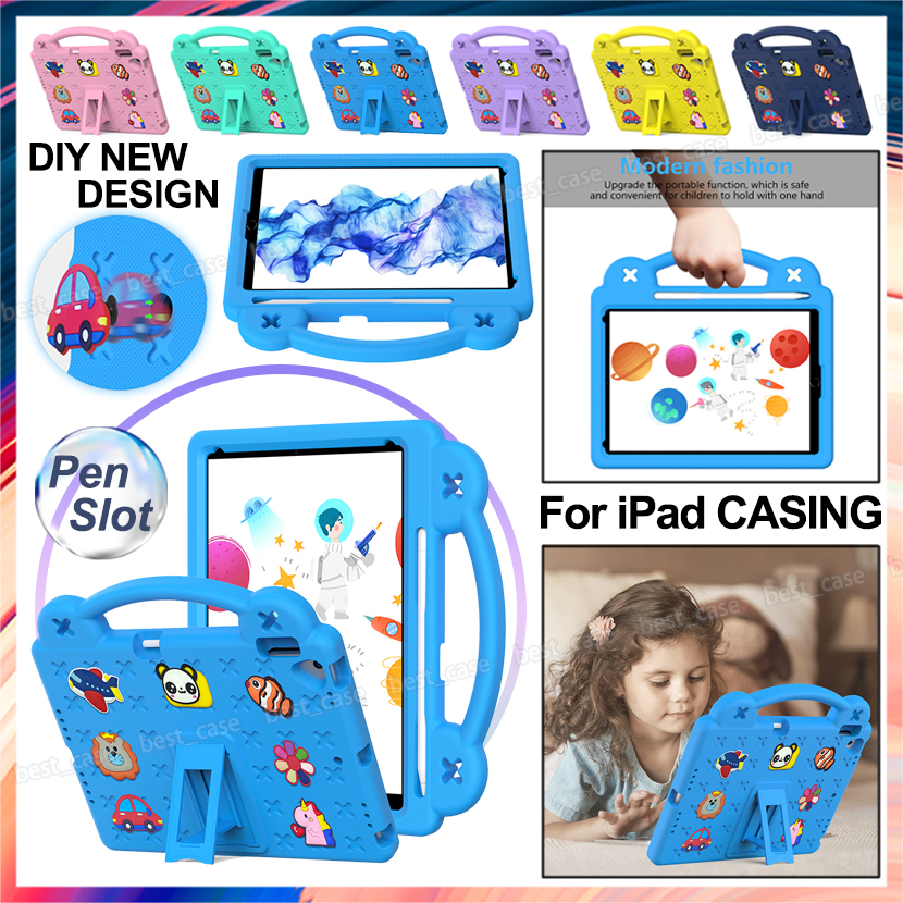 Kids Safe Anti-drop Cartoon Tablet Cover Case With Pen Slot for iPad ...