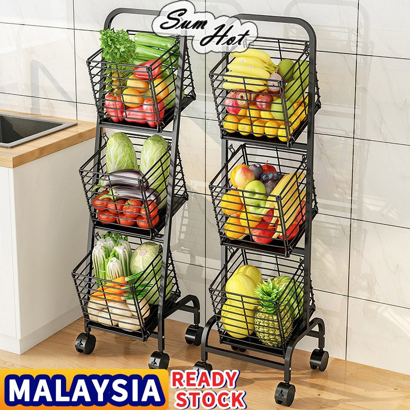 Storage Rack Kitchen Rak Pinggan Living Racks Vegetable Spice Rack ...