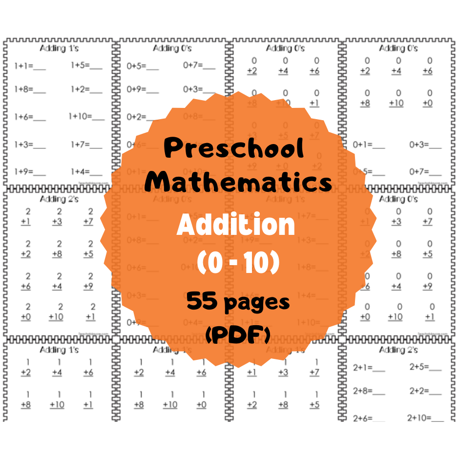 A42 - [PDF] Preschool Mathematics Addition 0 - 10 worksheet 55 pages ...