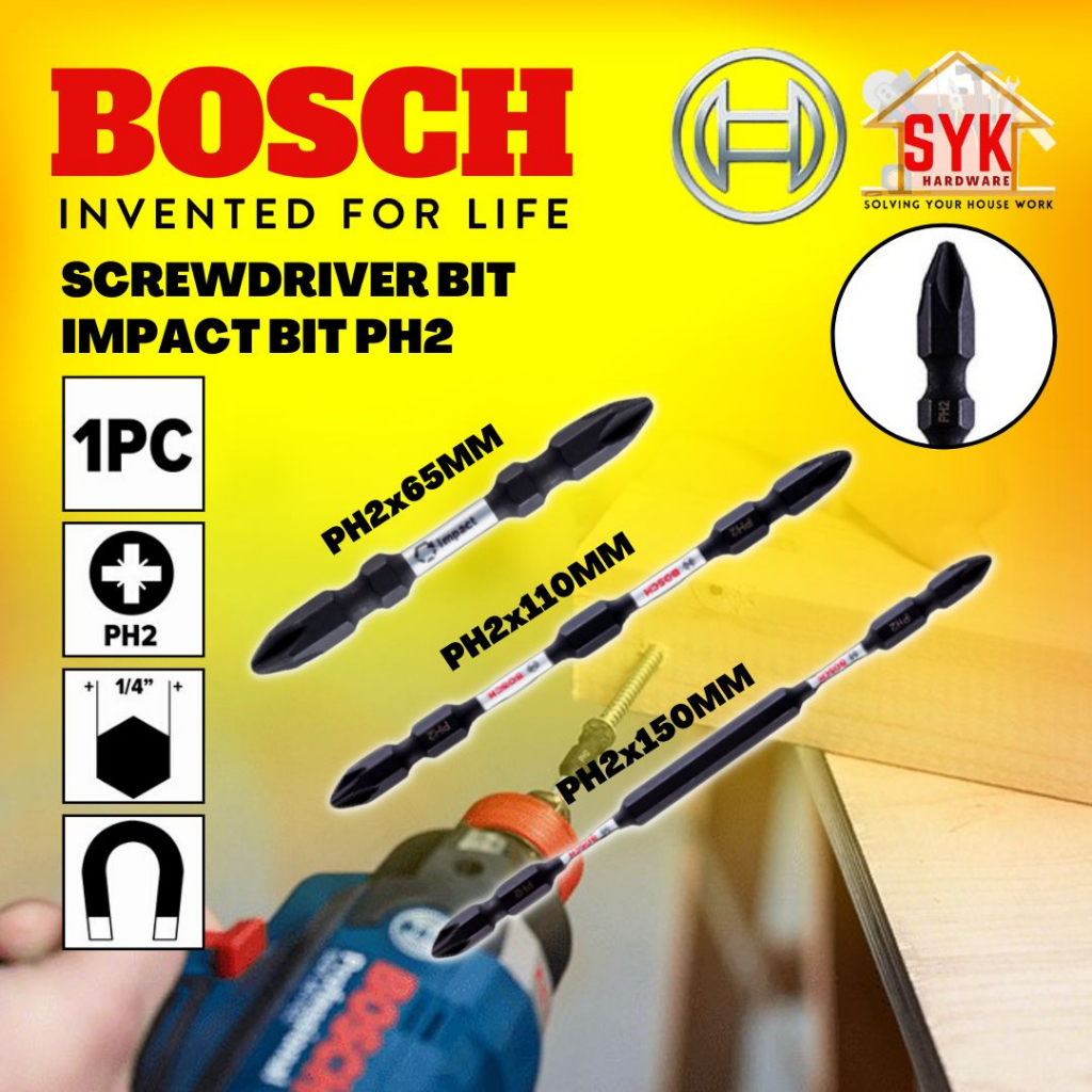 SYK BOSCH PH2 Impact Screwdriver Bits Impact Bit Skru 1Pcs (65mm ...
