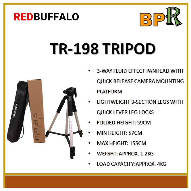 Red Buffalo TR-198 Tripod (ORIGINAL) | Shopee Malaysia
