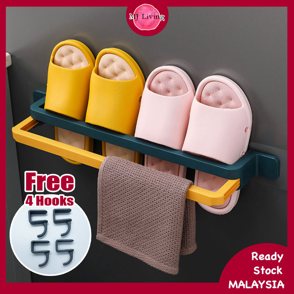 Foldable Slippers Holder Wall Mounted Hanging Shoes Storage Rack ...